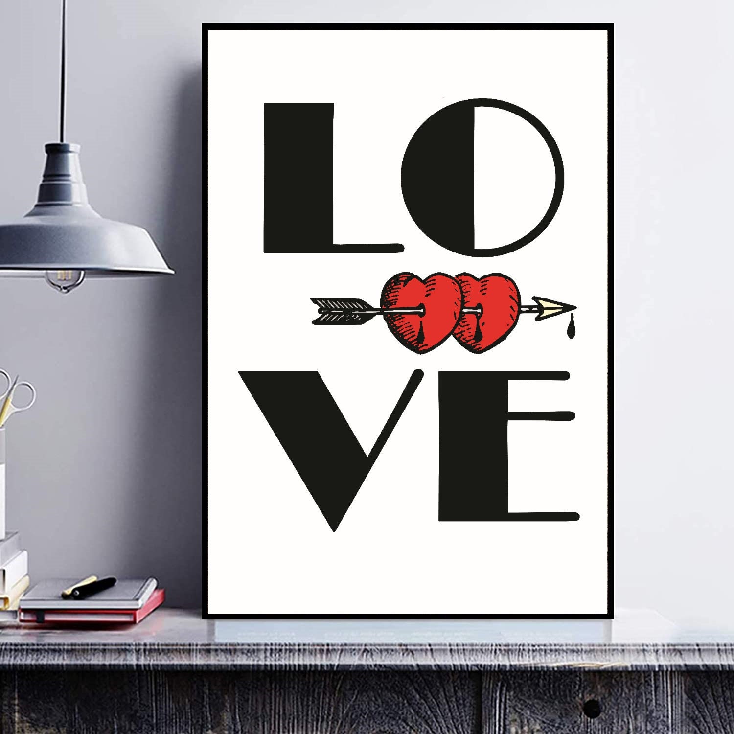 Love Heart Print Wall Art, Cupid Read Art, Valentine's Day Gift ...