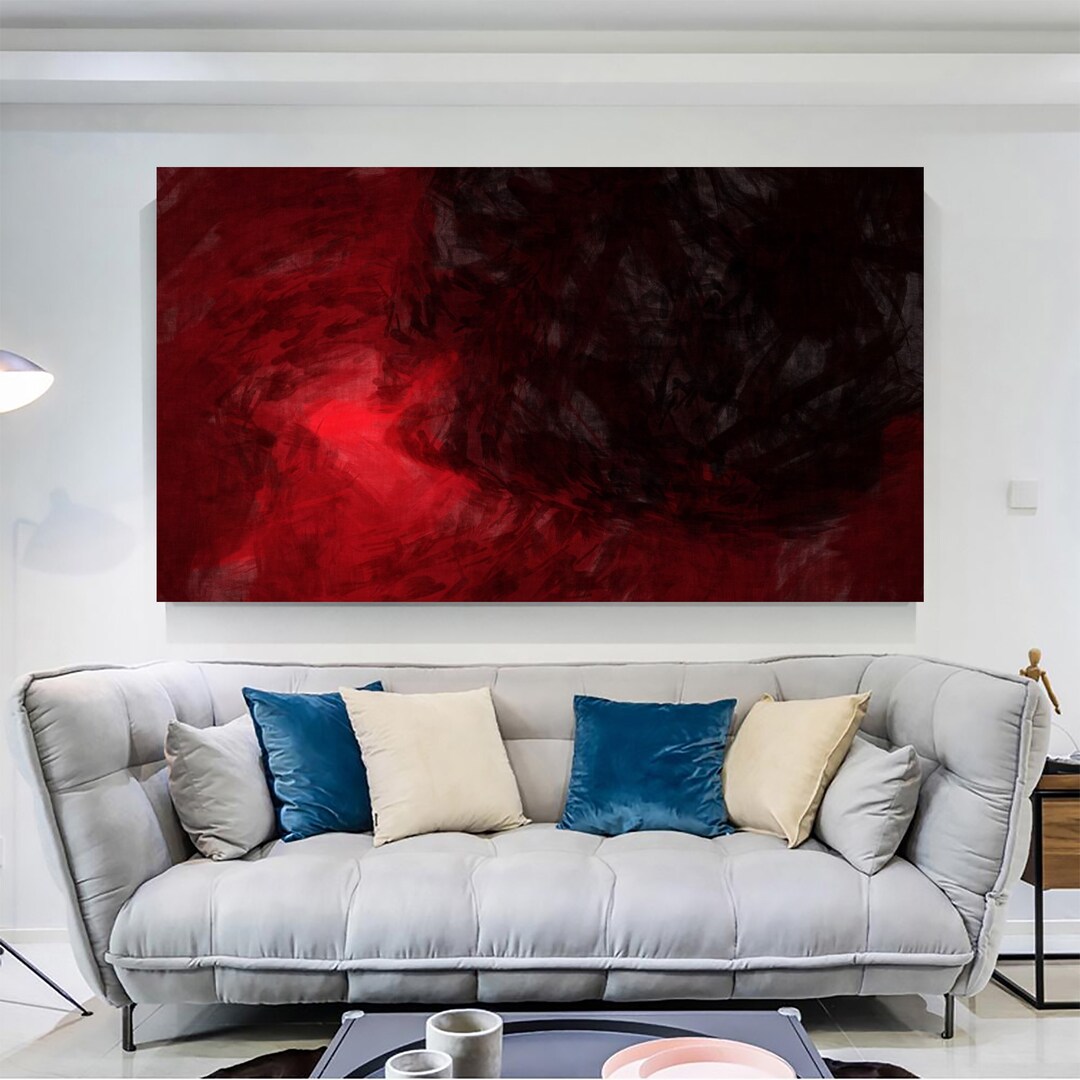 Red Abstract Artwork, Aesthetic Print, Modern Abstract Canvas, Fine Art ...