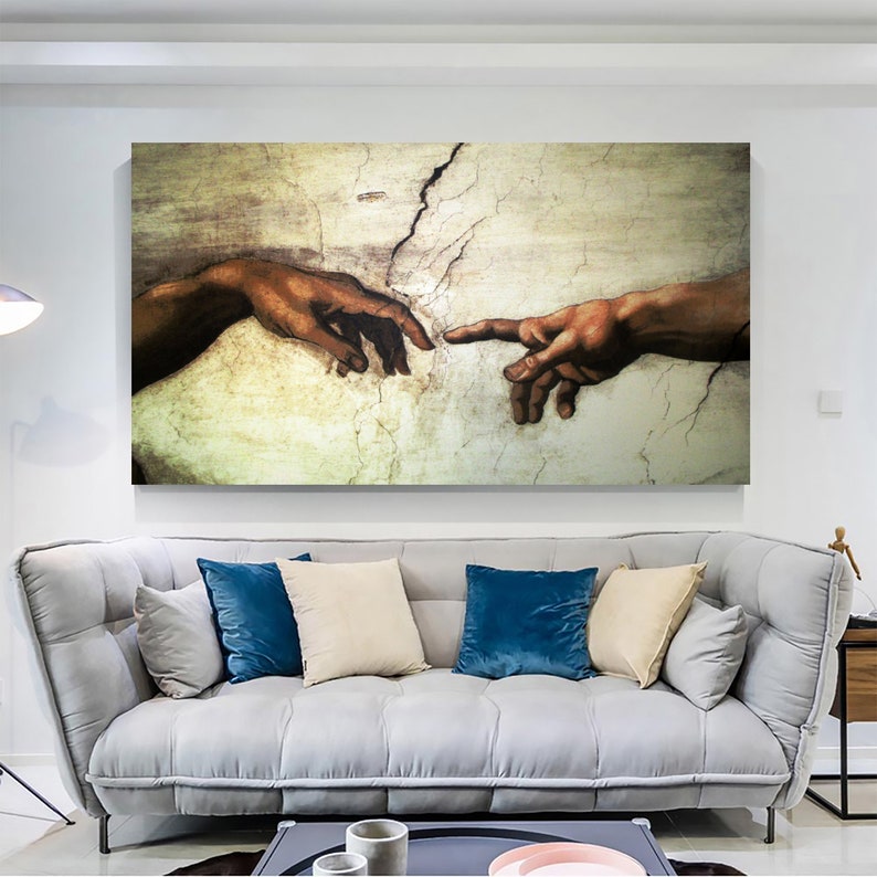 Michelangelo's Creation of Adam Canvas Art: Religious Wall Decor - Etsy
