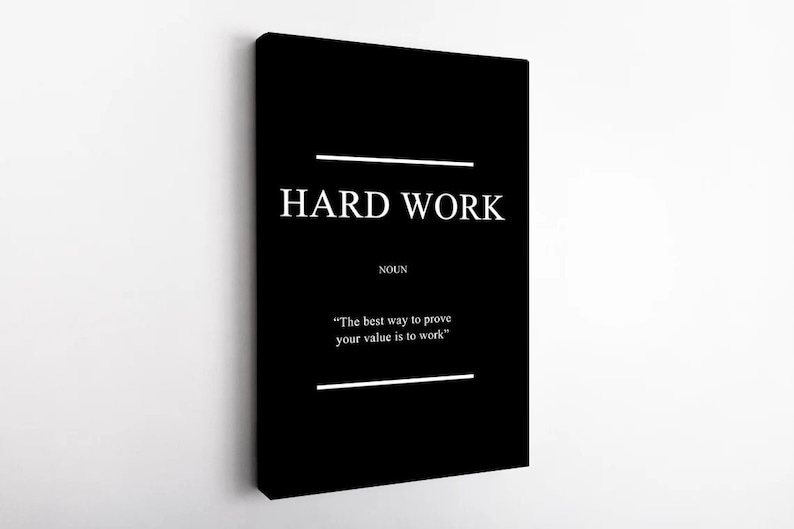 Hard Work Definition Art: Motivational Office Canvas Print - Etsy