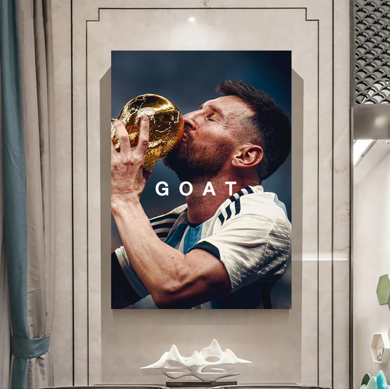 GOAT Lionel Messi Canvas, Lionel Messi Poster, Football Legend Art ...