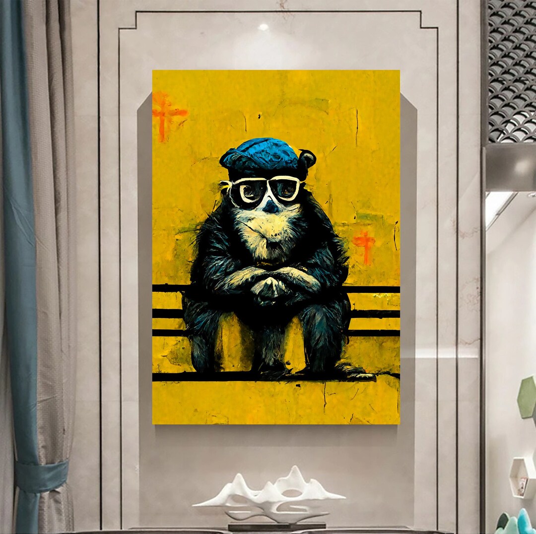 Philosopher Monkey Art Abstract Monkey Design Monkey Poster - Etsy