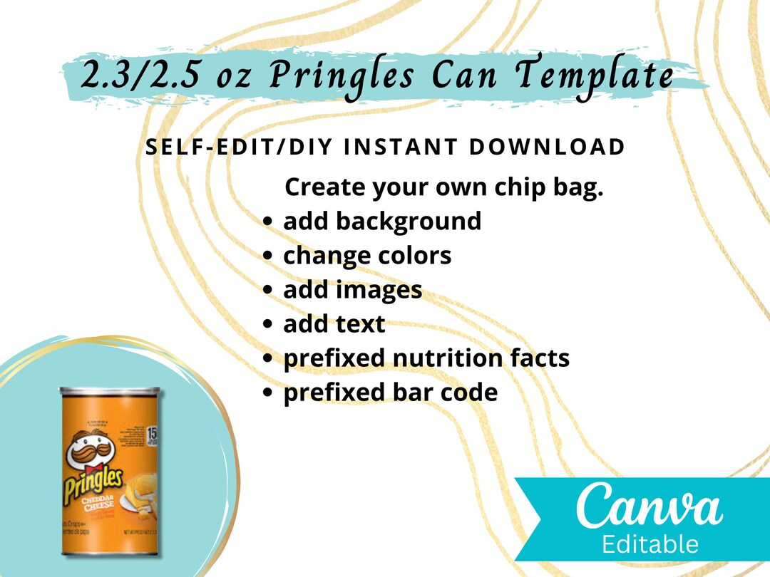 DIY Template, Create Your Own Label.2.3/2.5 Oz Chips Can Label Template ...