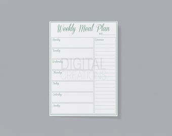 Weekly Meal Planner | PORTRAIT | 8.5x11 | Plant Lovers| Printable ...