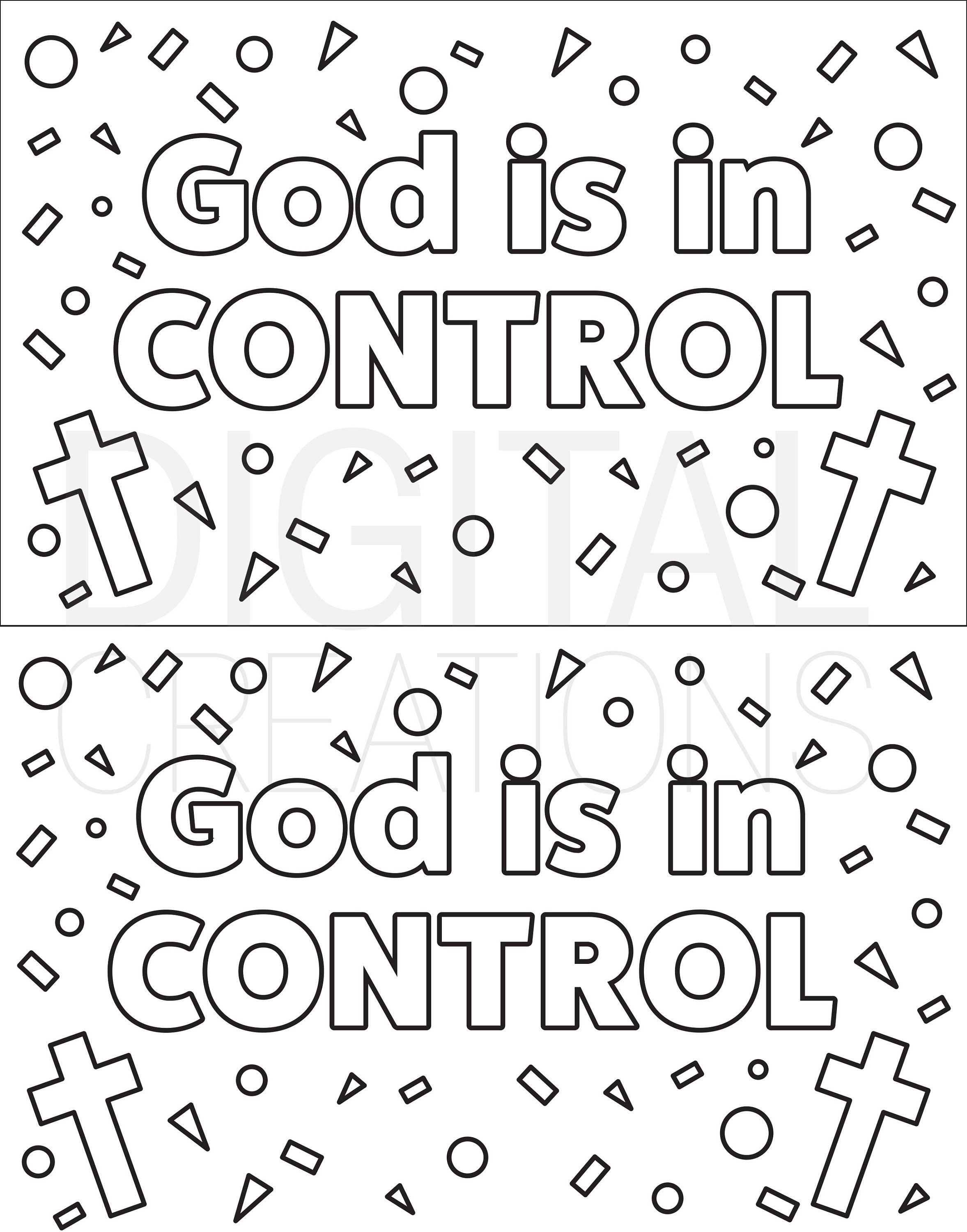 PRINTABLE 8.5x11 God is in Control Color Page (2 per Page) - Etsy