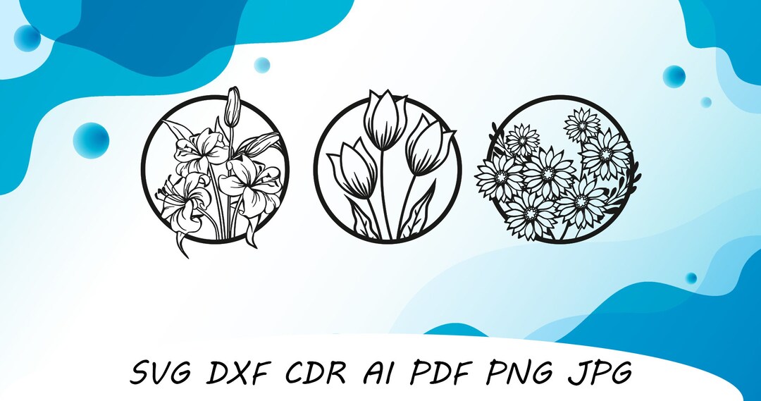 Flower Design Laser Cut Svg Dxf File Wall Sticker Pdf Etsy