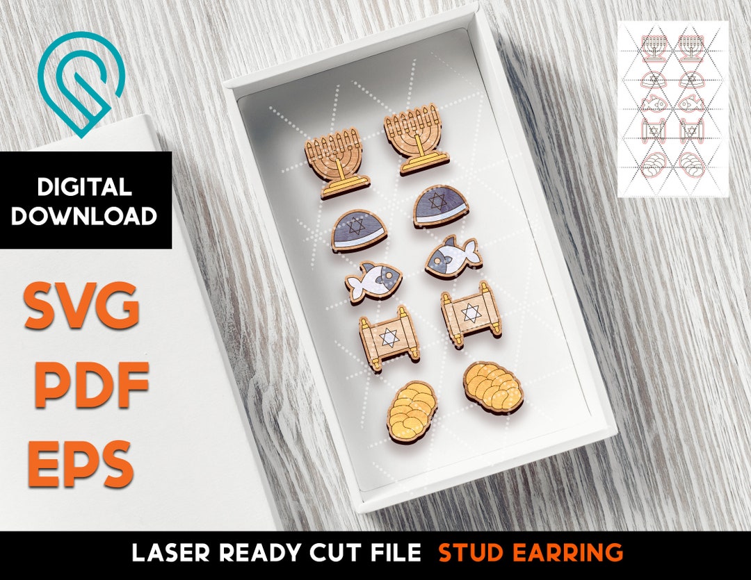 Jewish Stud Earring Set - Laser Cut SVG File - Glowforge Ready ...