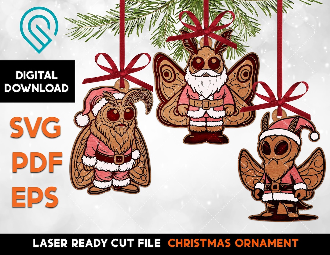 Mothman Santa Christmas Ornament Laser Cut File (SVG, EPS, PDF) - Etsy