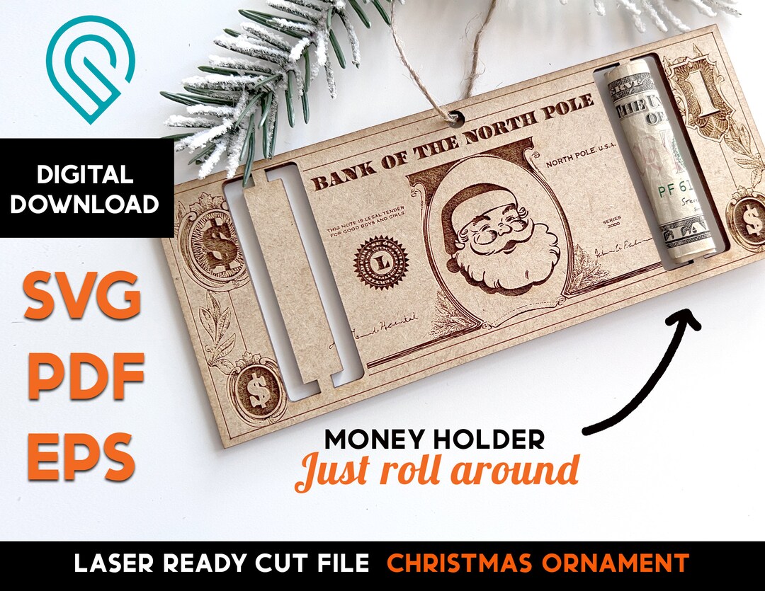 Santa Money Clip Christmas Ornament: Laser Cut File (digital Download ...