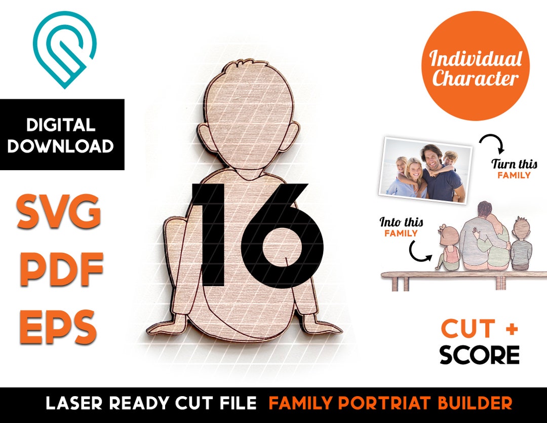 16 - Individual Family Portrait Builder - Laser Wood SVG Cut File ...