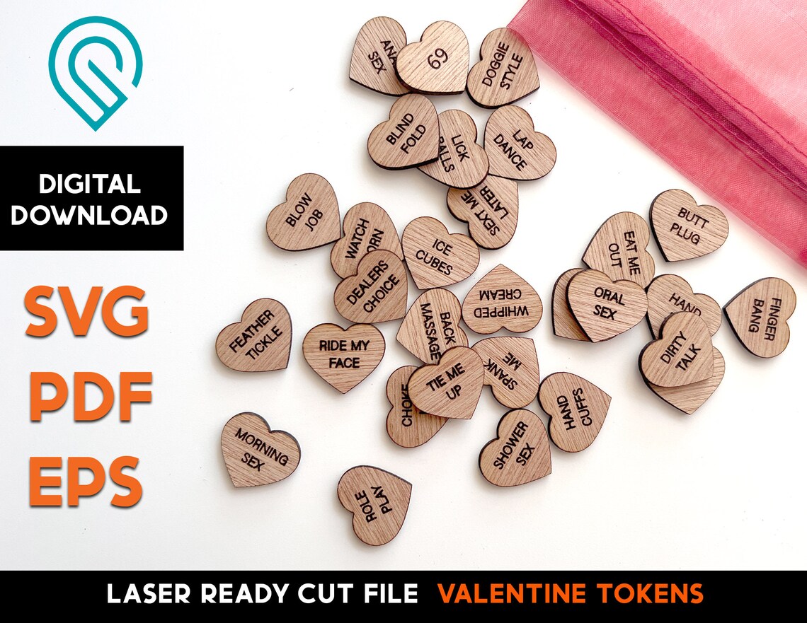 Valentine Heart Naughty Tokens Laser SVG Cut File - Etsy