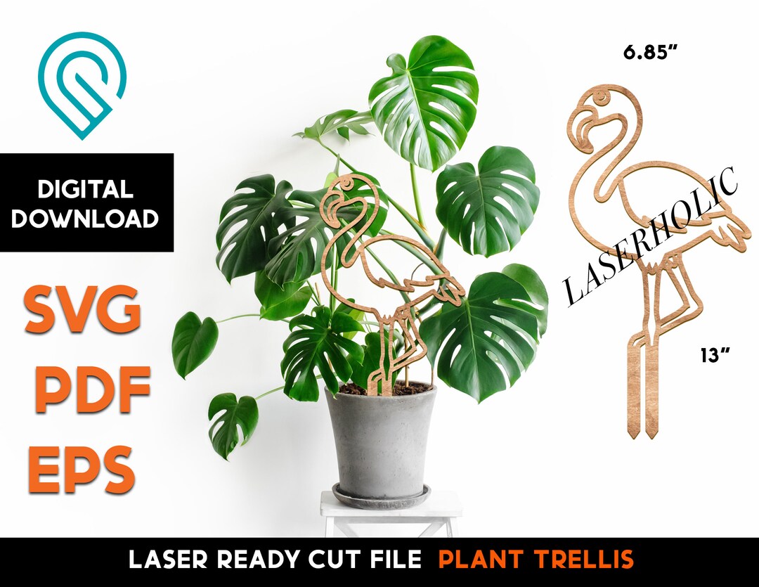 Plant Trellis - Flamingo - Laser SVG Cut File - Glowforge Ready - Plant ...