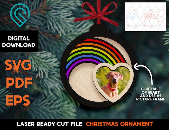 Rainbow Dog Frame Ornament Laser SVG Cut File Glowforge - Etsy