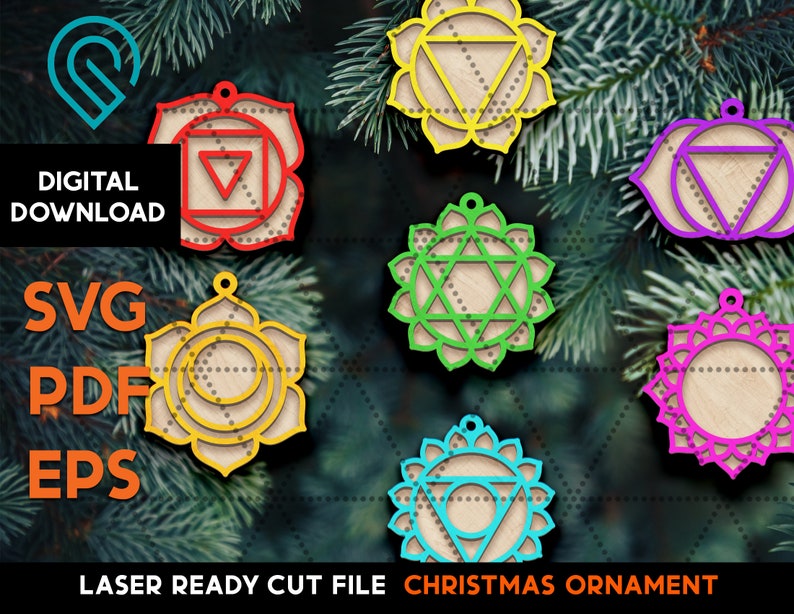 Chakra Christmas Ornament Laser Cut File: Boho SVG, PDF, EPS (digital ...
