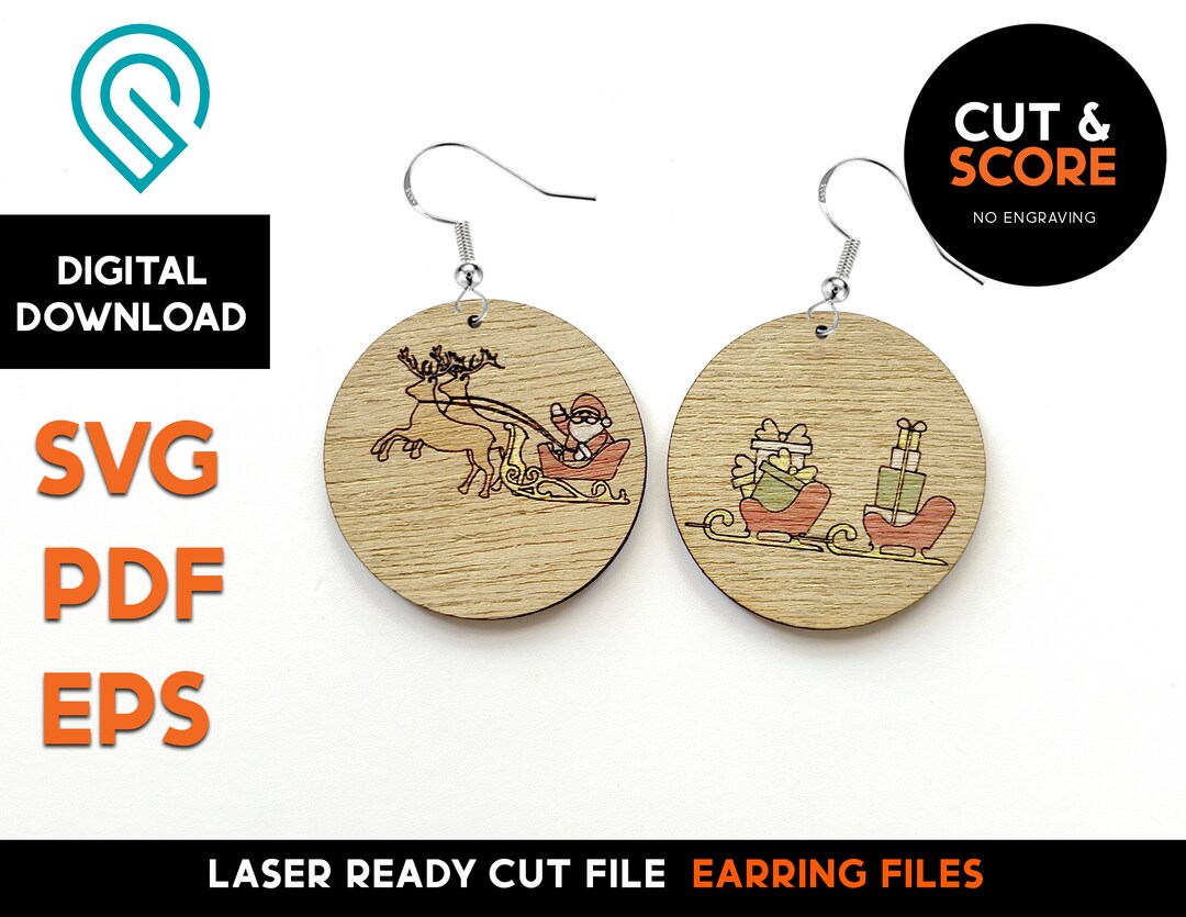 Santa Sleigh Earring Set - Laser Cut SVG File - Glowforge Ready - Cut ...