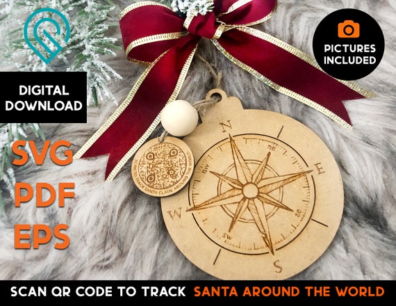 Santa Tracker QR Compass Engrave Christmas Ornament Laser - Etsy
