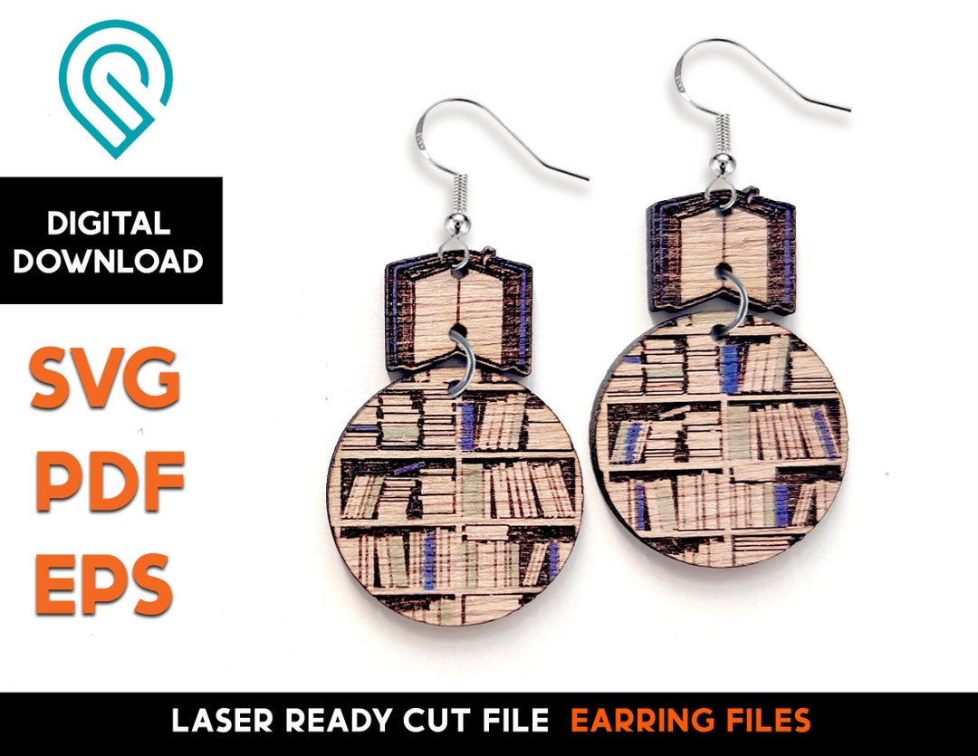 Laser Cut Book Shelf Earrings SVG Template (digital Download) - Etsy