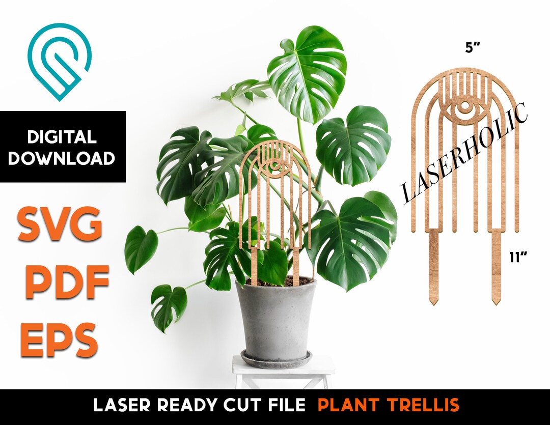 Boho Rainbow Plant Trellis Laser Cut File (SVG, EPS, PDF) - Etsy