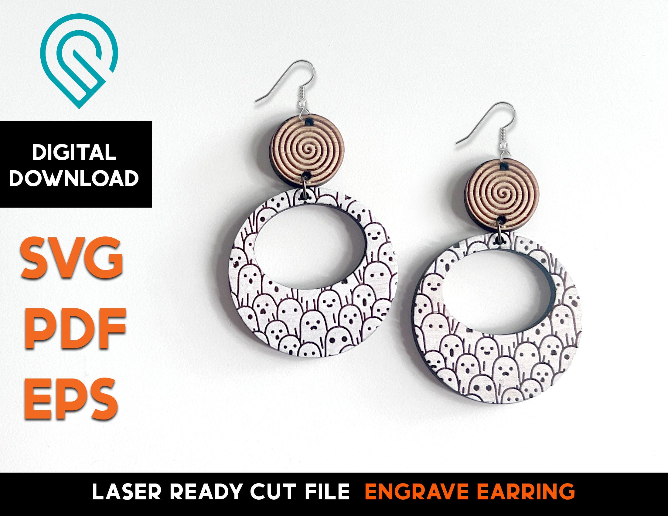 Ghost Spiral Earring Set Laser Cut SVG File Glowforge - Etsy