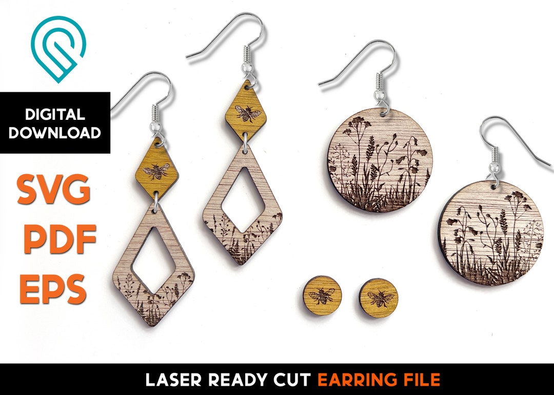 Wildflower Bee Earring Set - Laser Cut SVG File - Glowforge Ready ...