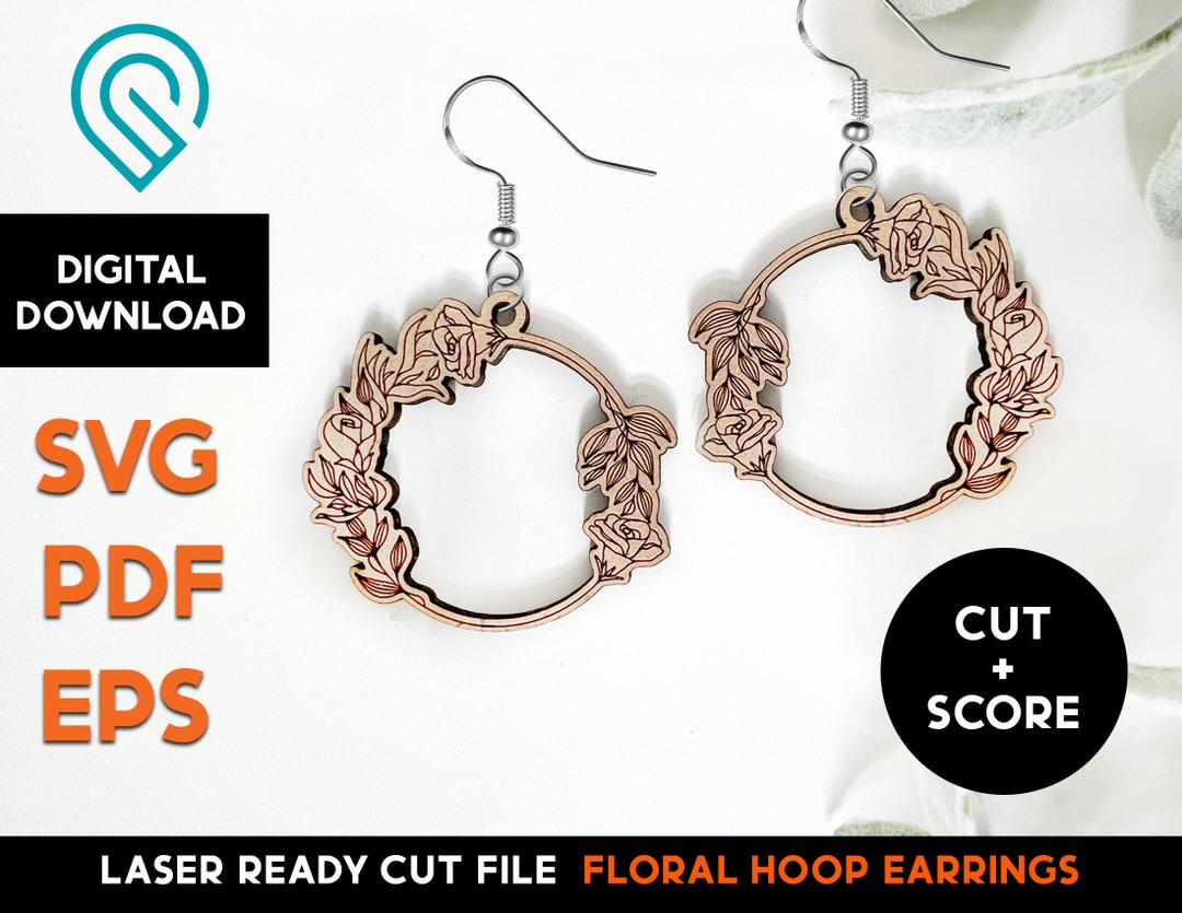 Floral Hoop Earring 5 - Laser Cut SVG File - Glowforge Ready - Cut and ...