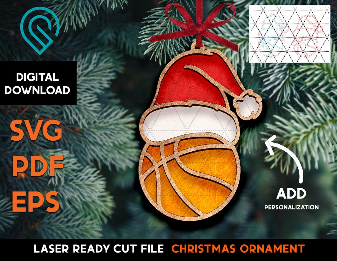 Basketball - Sports - Santa Christmas Hat Ornament - Laser SVG Cut File ...