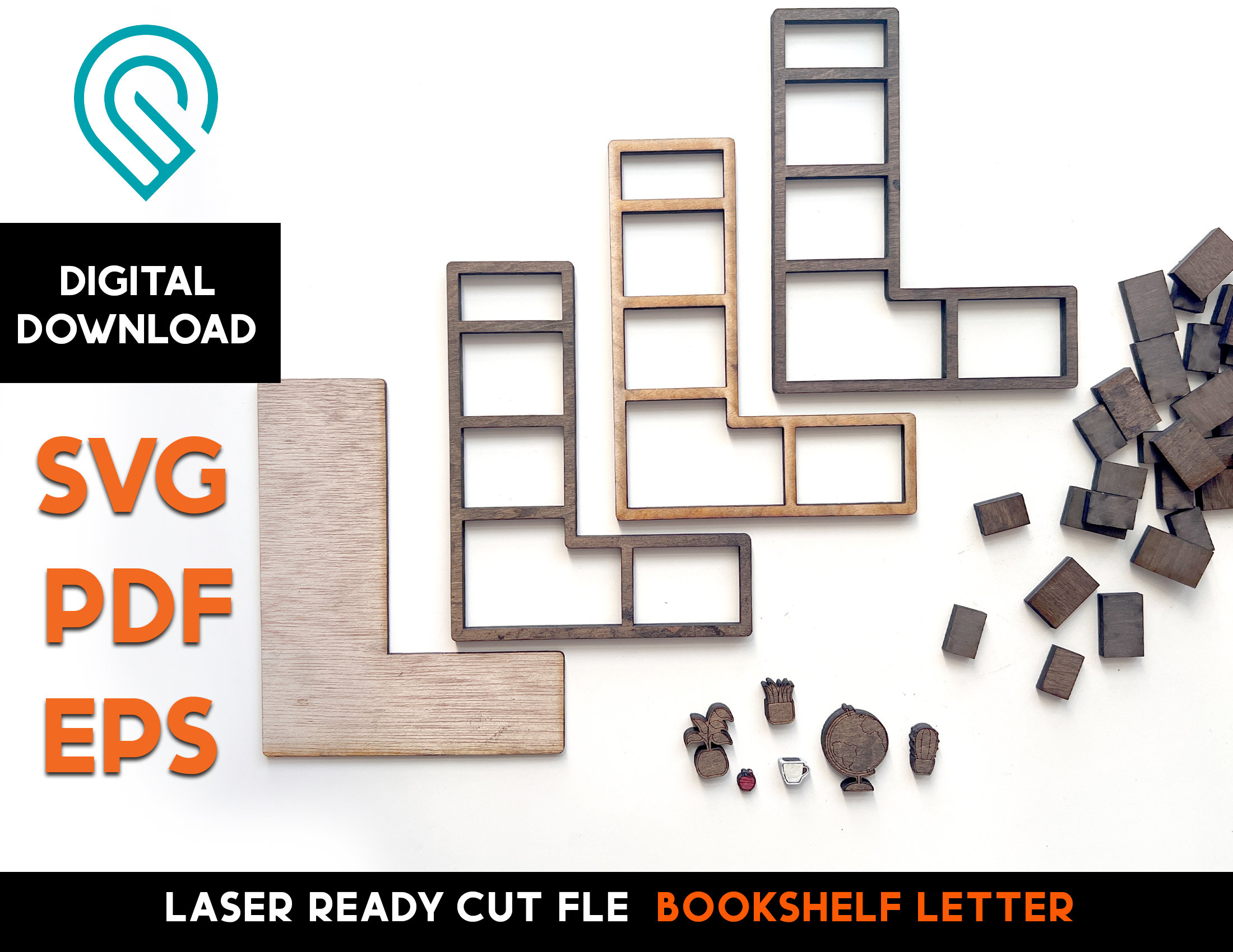 Initial Letter Bookshelf DIY: Wood Laser Cut File (digital Download) - Etsy