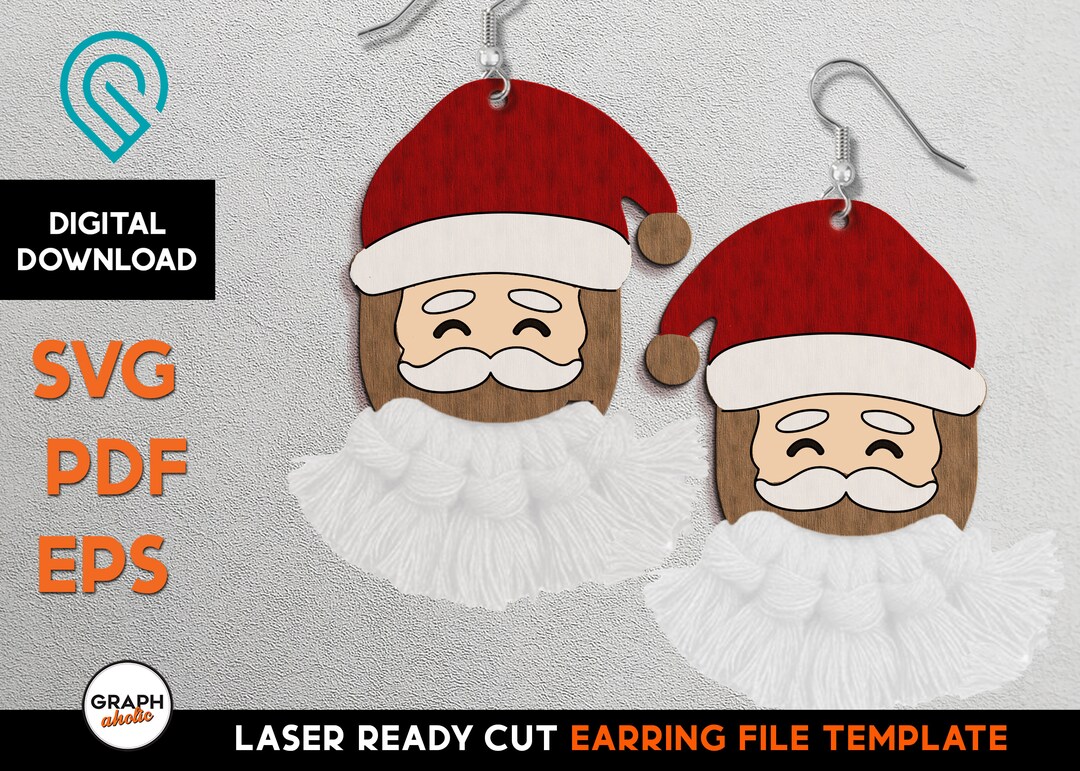 Santa Macrame Earring Set - Laser Cut SVG File - Glowforge Ready - DIY ...