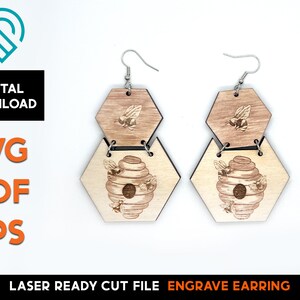 Bee Hive Earring Set - Laser Cut SVG File - Glowforge Ready - Jewelry ...