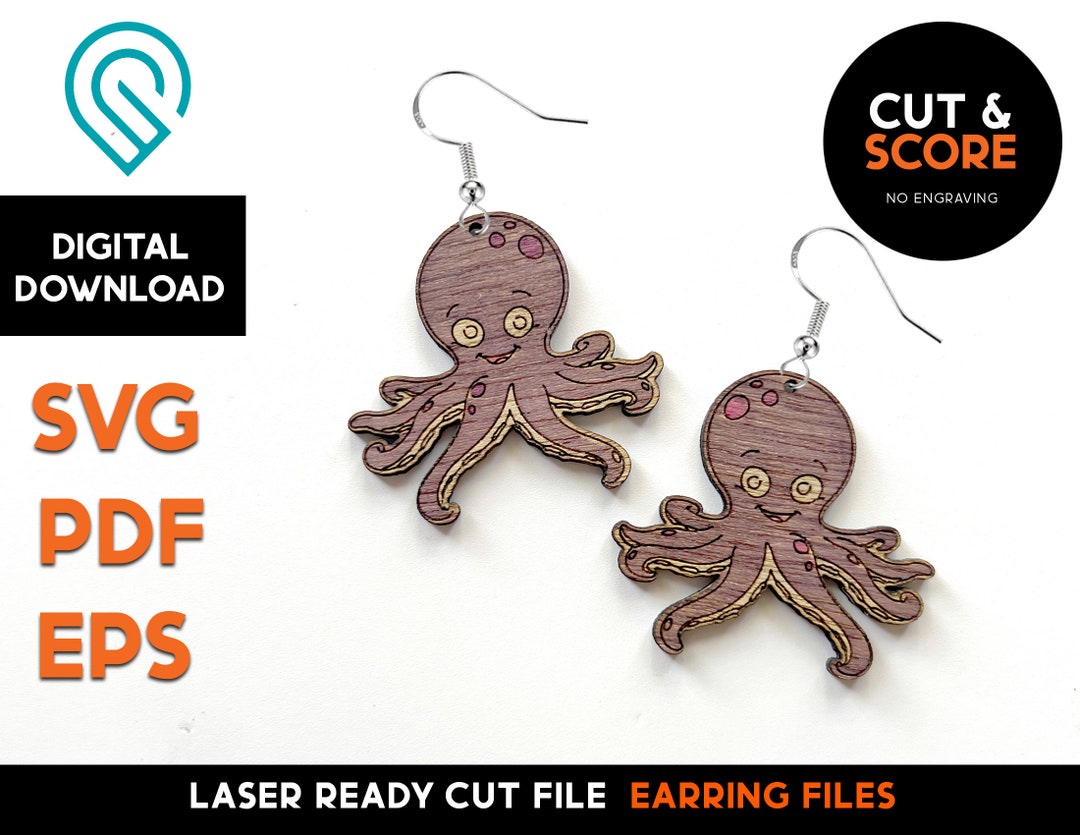 Octopus Earring SVG File: Laser Cut Jewelry Template (digital Download ...
