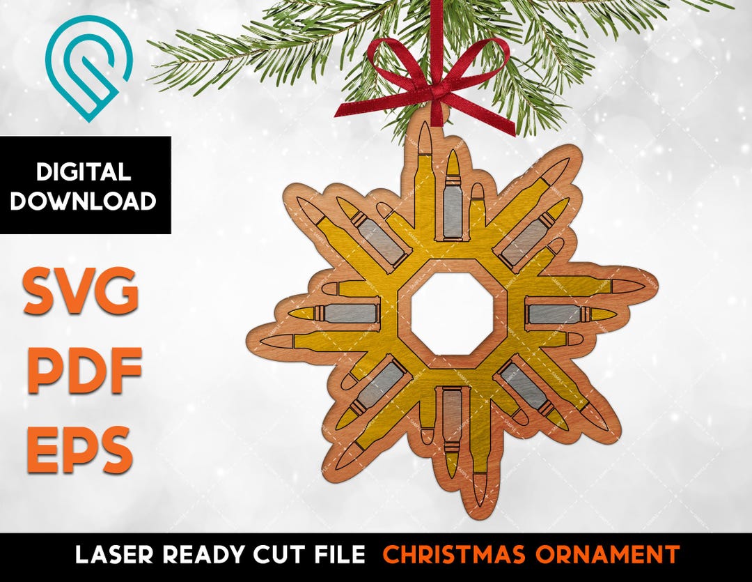 Bullet Snowflake Ornament- Laser Cut SVG File - Glowforge Ready - 2nd ...