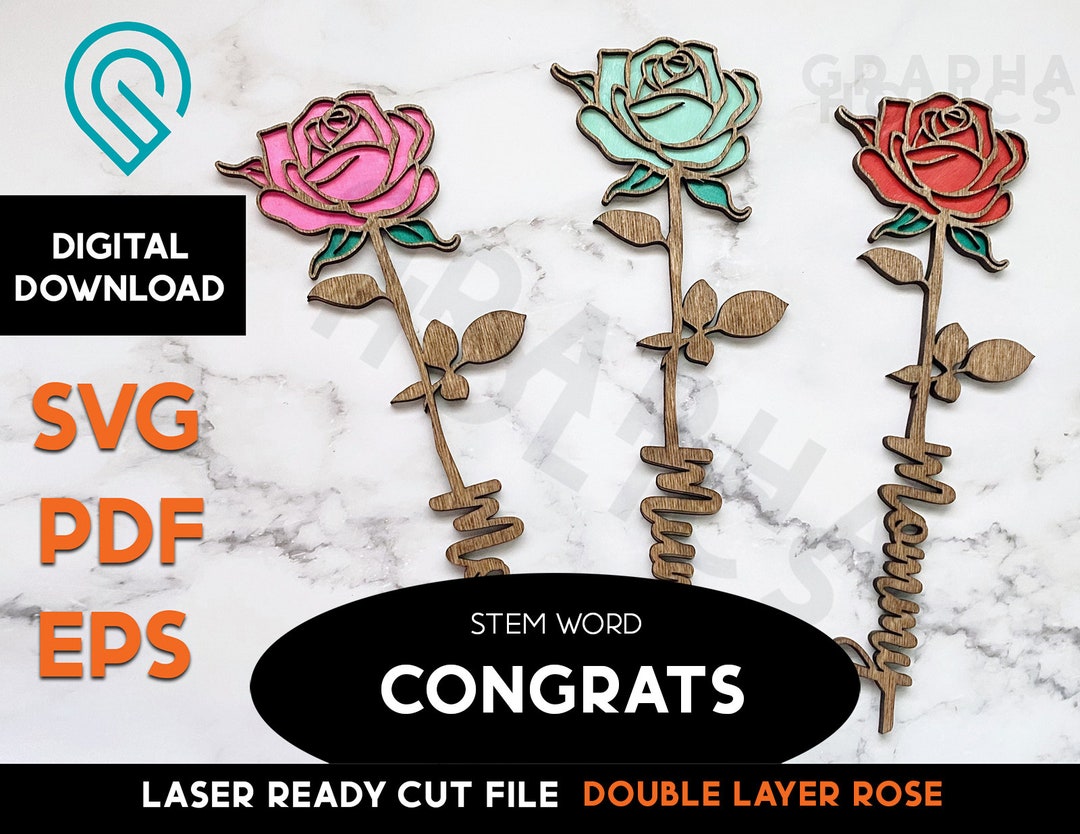 CONGRATS - Rose - Double Layer Cut & Score - Sturdy Rose - Laser Cut ...