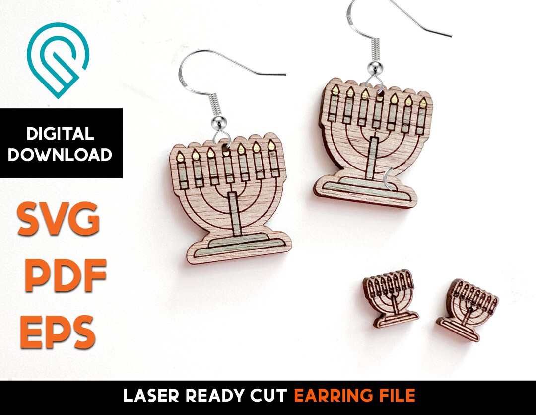 Menorah Earrings - Laser SVG Cut File – Glowforge Ready – Hanukkah ...