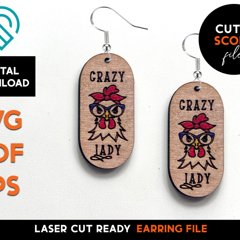 Crazy Earring Svg - Etsy
