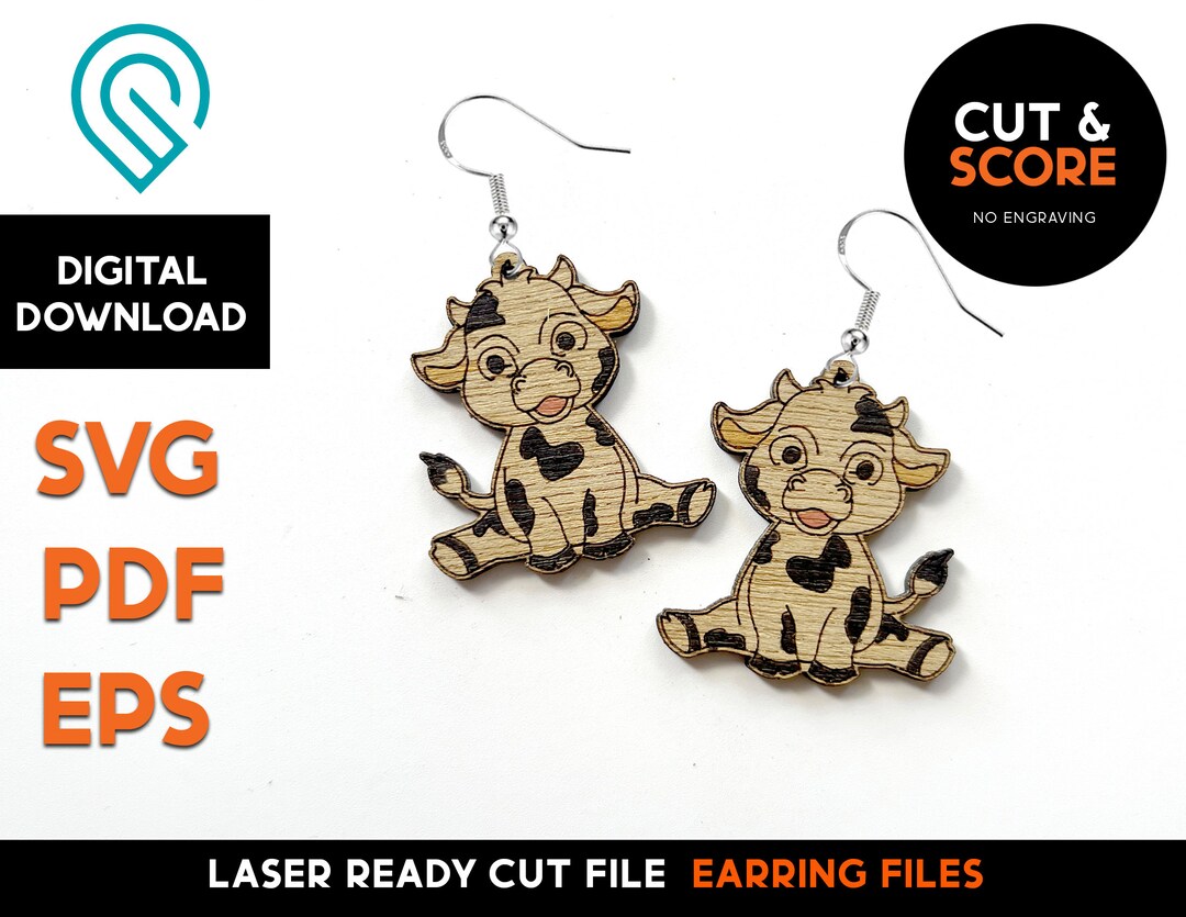 Cute Cow Earrings - Laser Cut SVG File - Glowforge Ready - Jewelry ...