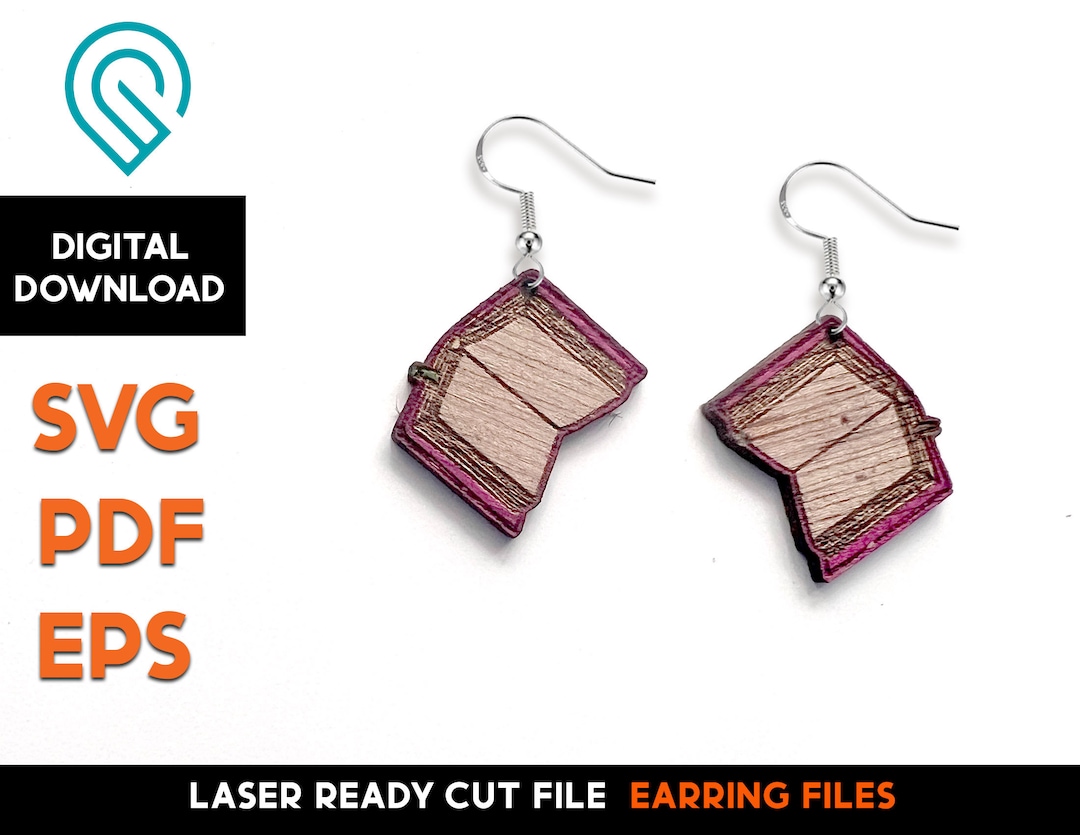 Open Book Earrings SVG: Laser Cut Wood Jewelry Template (digital ...