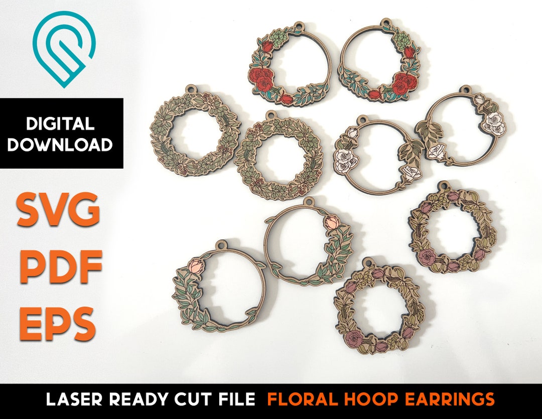 Floral Hoop Earring - Laser Cut SVG File - Glowforge Ready - Cut and ...