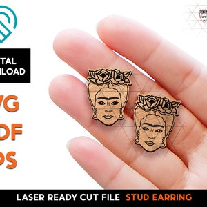 Frida Stud Earring Set - Laser Cut SVG File - Glowforge Ready - Engrave ...