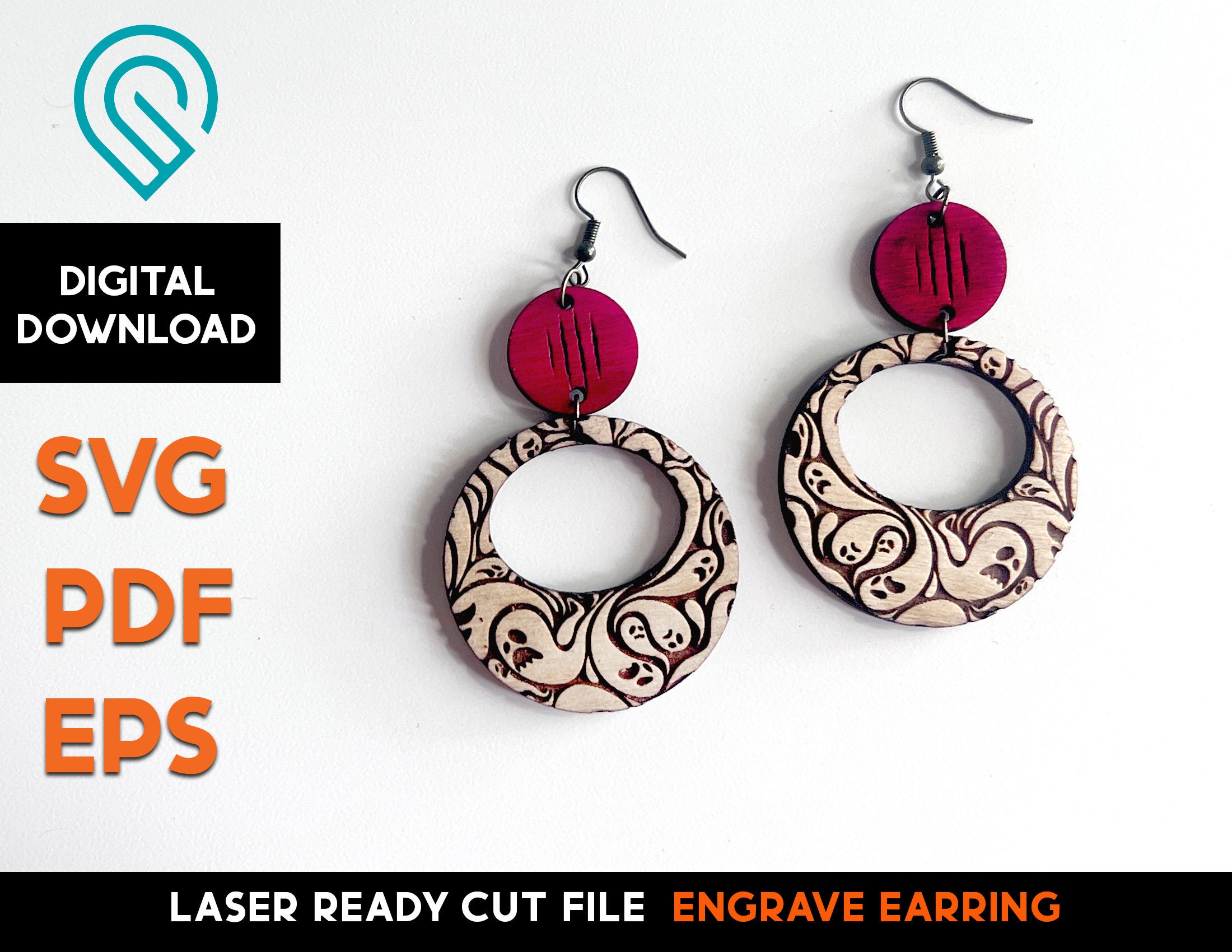 Ghost Scratch Earring Set - Laser Cut SVG File - Glowforge Ready ...