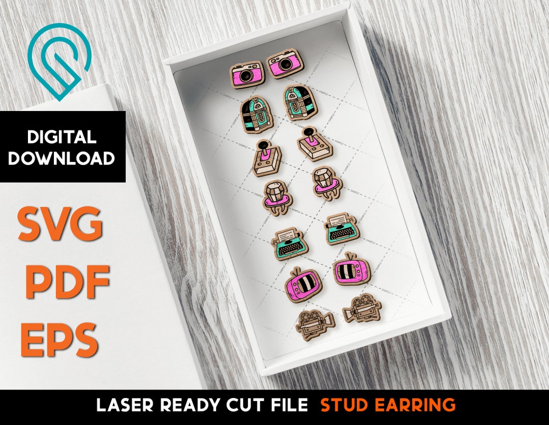Retro Stud Earring Set 3 - Laser Cut SVG File - Glowforge Ready ...