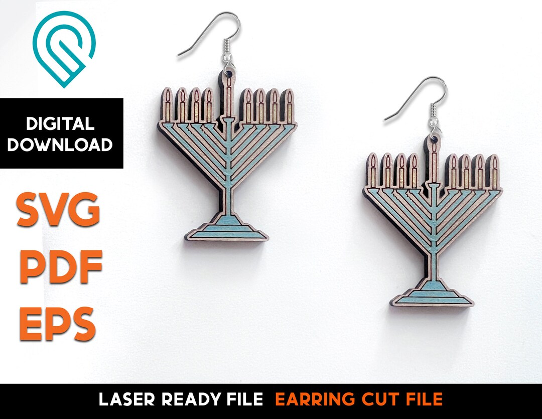 Menorah Earrings - Laser SVG Cut File – Glowforge Ready – Hanukkah ...