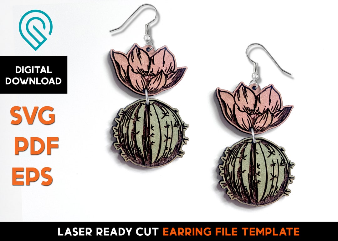 Cactus Flower Earring Set: Laser Cut SVG Template (digital Download) - Etsy