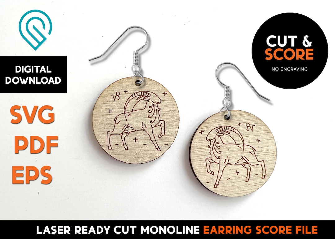 Capricorn Horoscope Earring SVG File: Laser Cut Jewelry Template ...