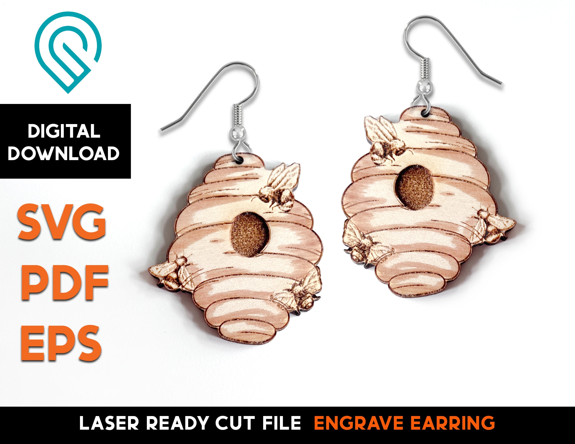 Bee Hive Earring Set - Laser Cut SVG File - Glowforge Ready - Jewelry ...