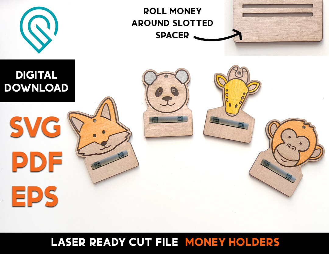 Zoo Animal Money Clip SVG: Laser Cut Gift Card Holder (digital Download ...