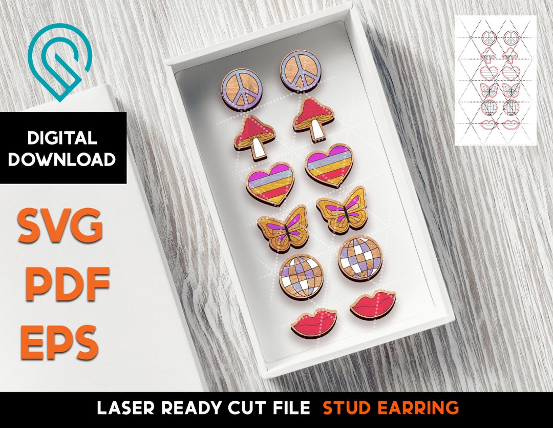 Groovy Stud Earring Set - Laser Cut SVG File - Glowforge Ready ...