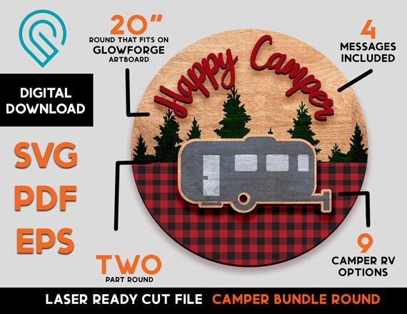 Happy Camper RV Sign Laser SVG Cut File Glowforge Ready - Etsy
