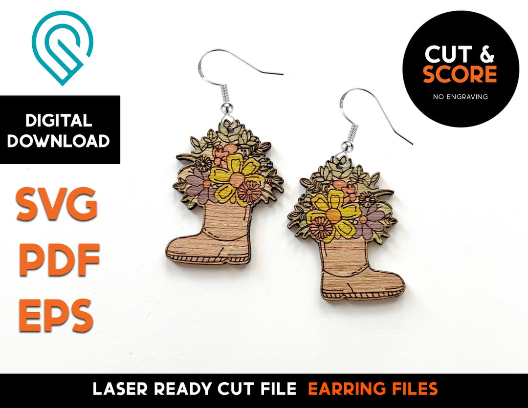 Floral Boots Earring - Laser Cut SVG File - Glowforge Ready - Jewelry ...