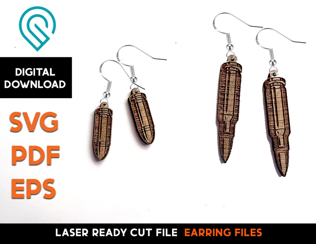 Hanging Bullet Ammo Earrings - 2nd Amendment Gun Earring File - Laser ...