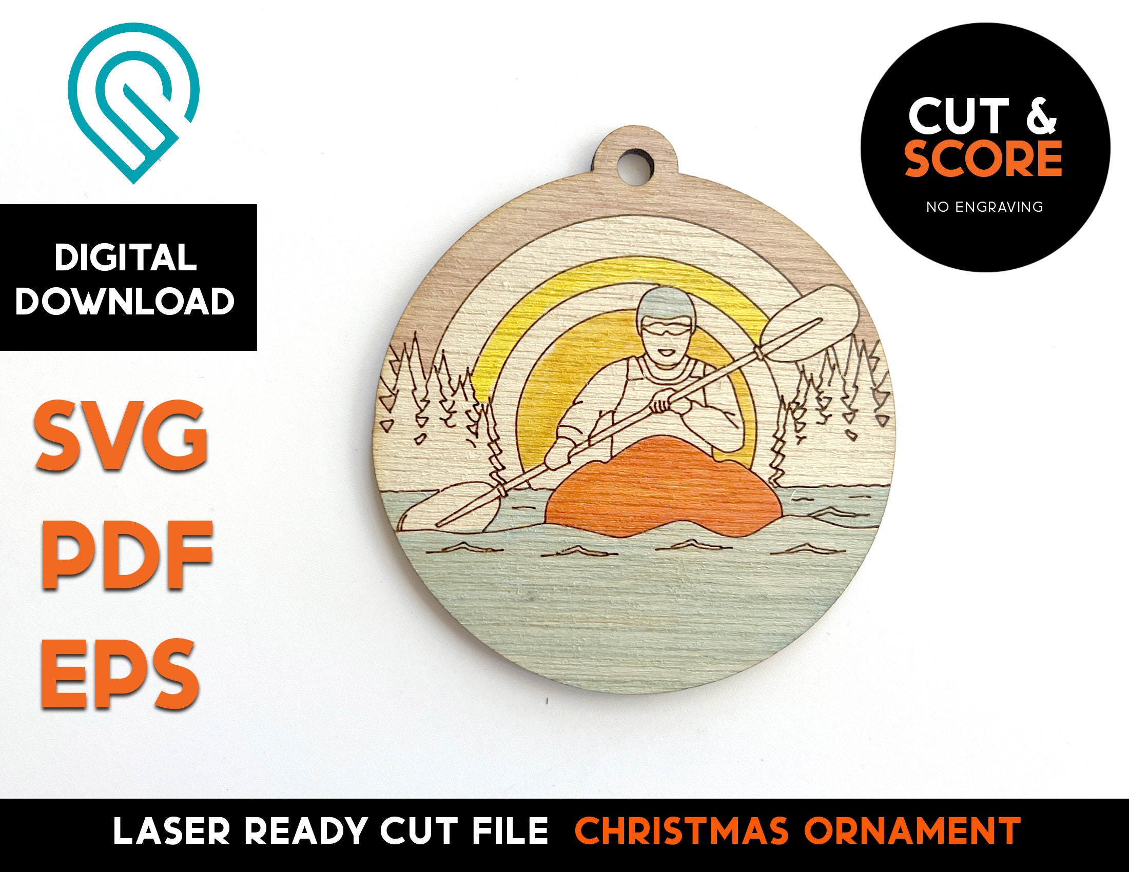Kayak Christmas Ornament SVG: Laser Cut File (digital Download) - Etsy